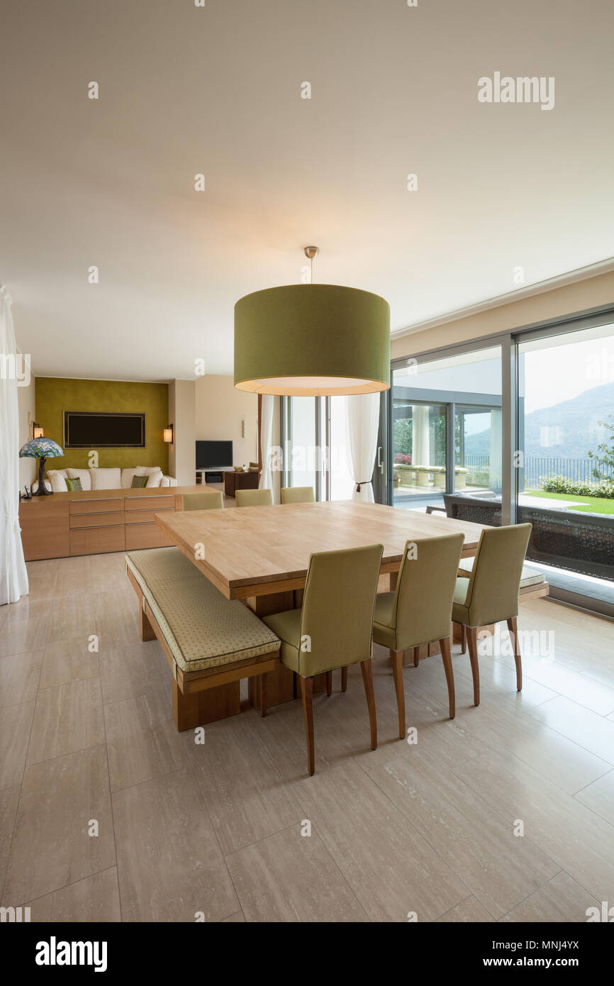 Interior of a modern apartment furnished, comfortable dining room Stock ...