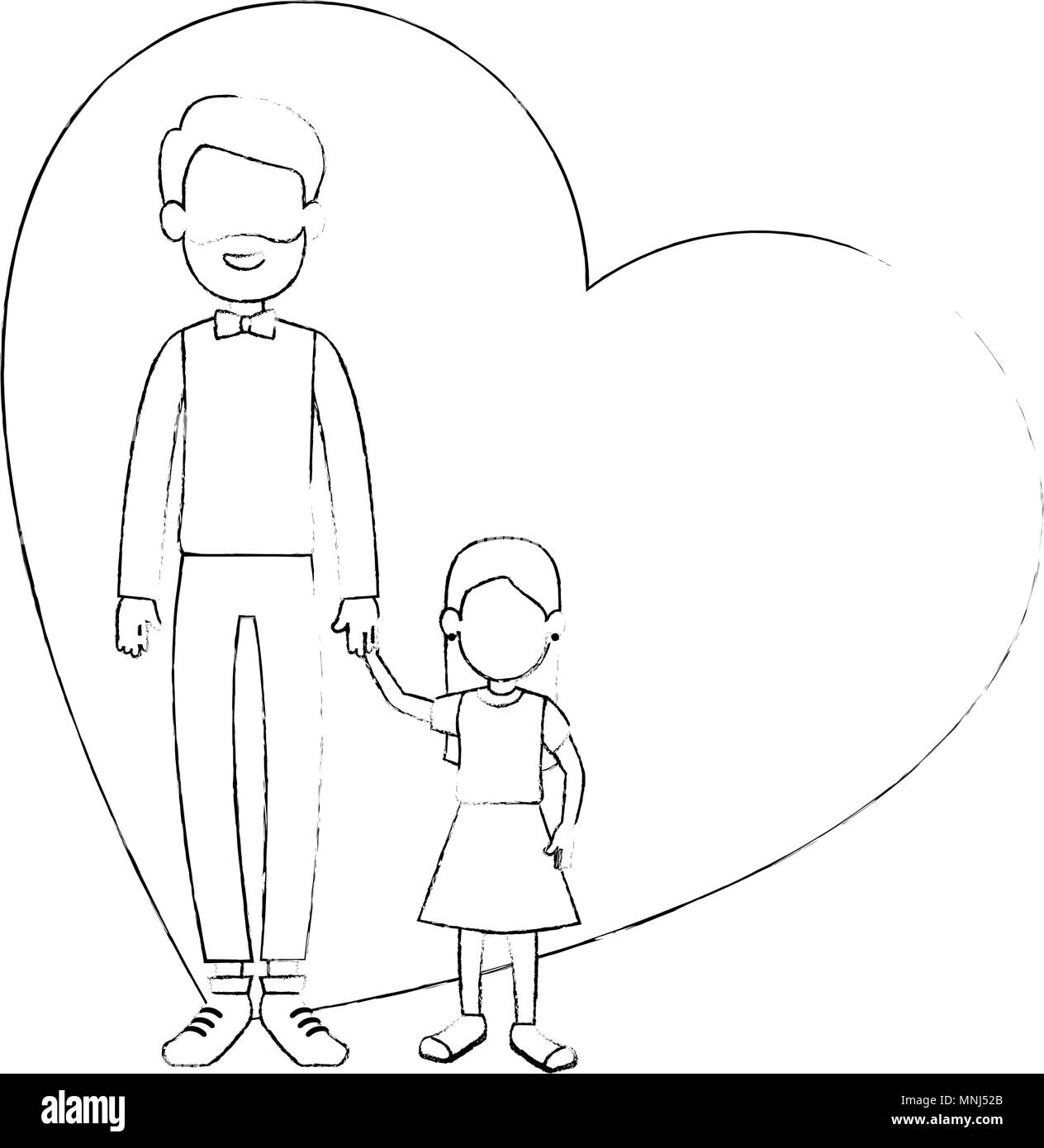 cute father with daughter in heart Stock Vector Image & Art - Alamy