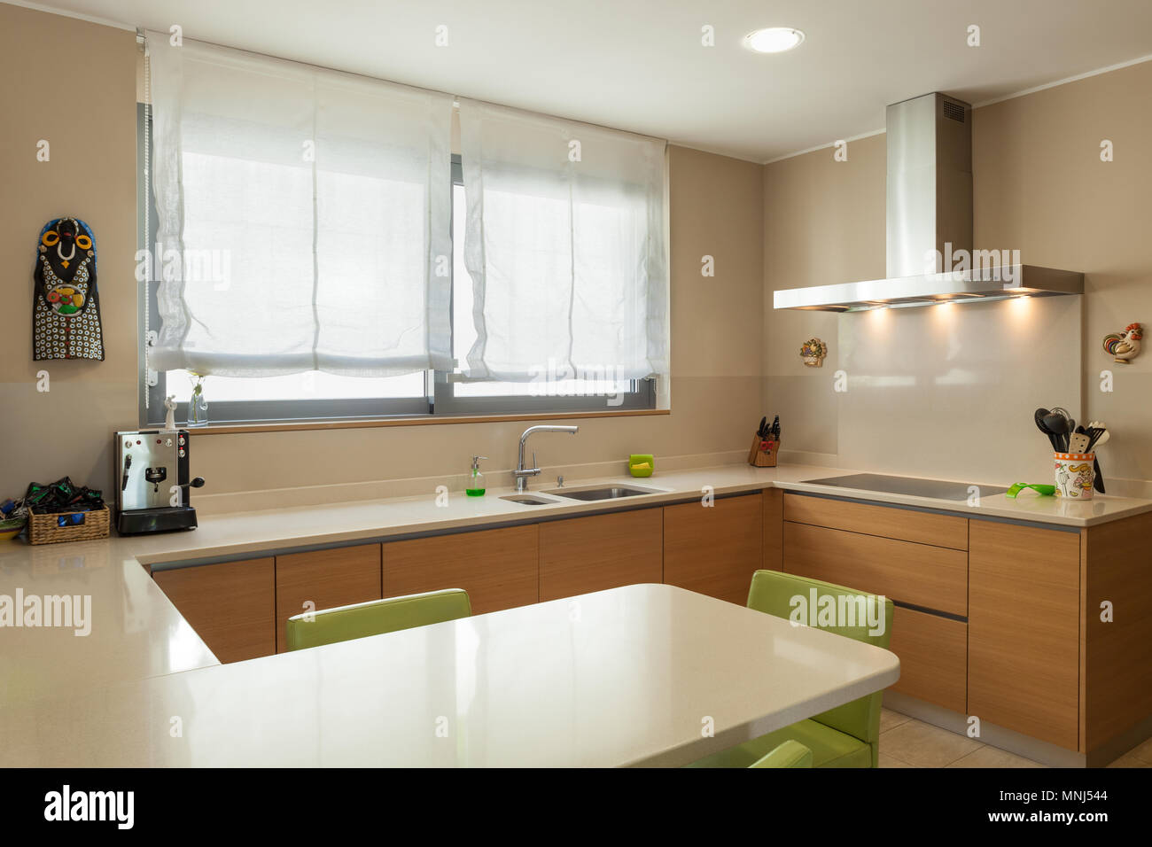 Interior of a modern apartment furnished, wide domestic kitchen Stock ...