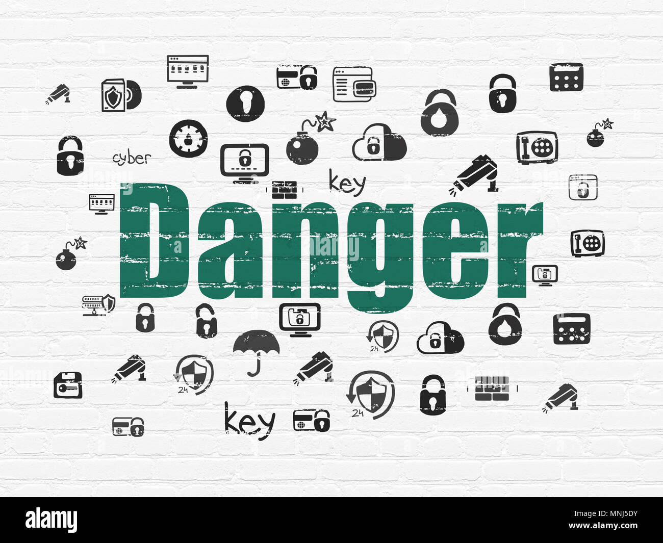 Protection concept: Danger on wall background Stock Photo - Alamy