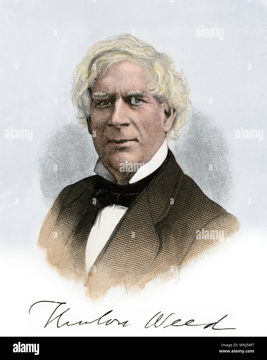 Thurlow Weed portrait, with autograph. Hand-colored engraving Stock ...