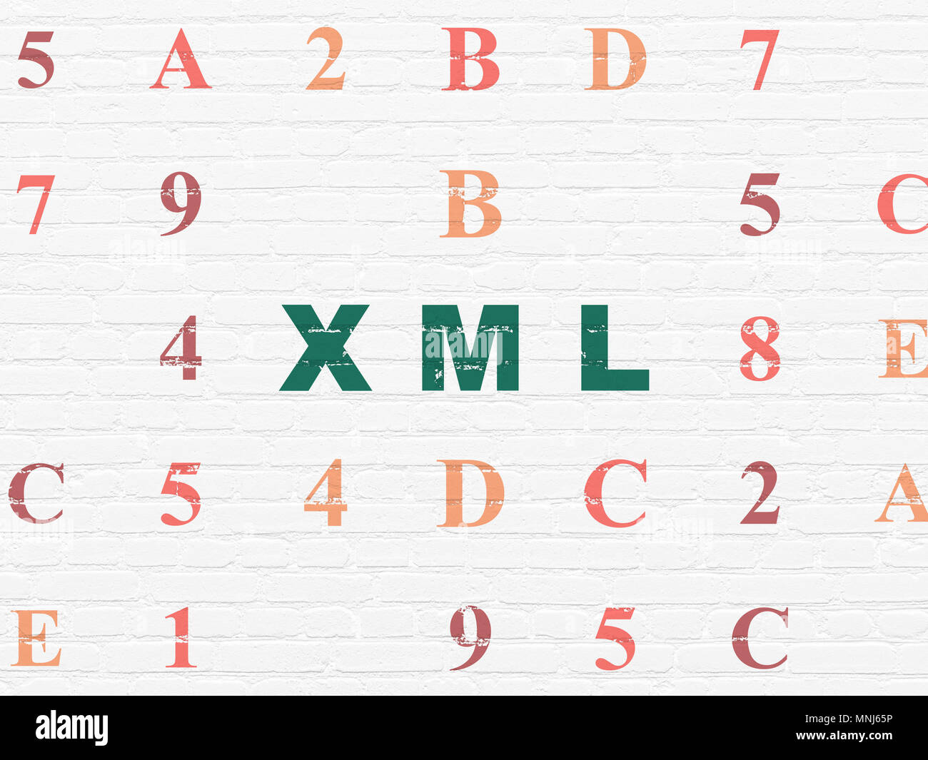 Software concept: Xml on wall background Stock Photo - Alamy