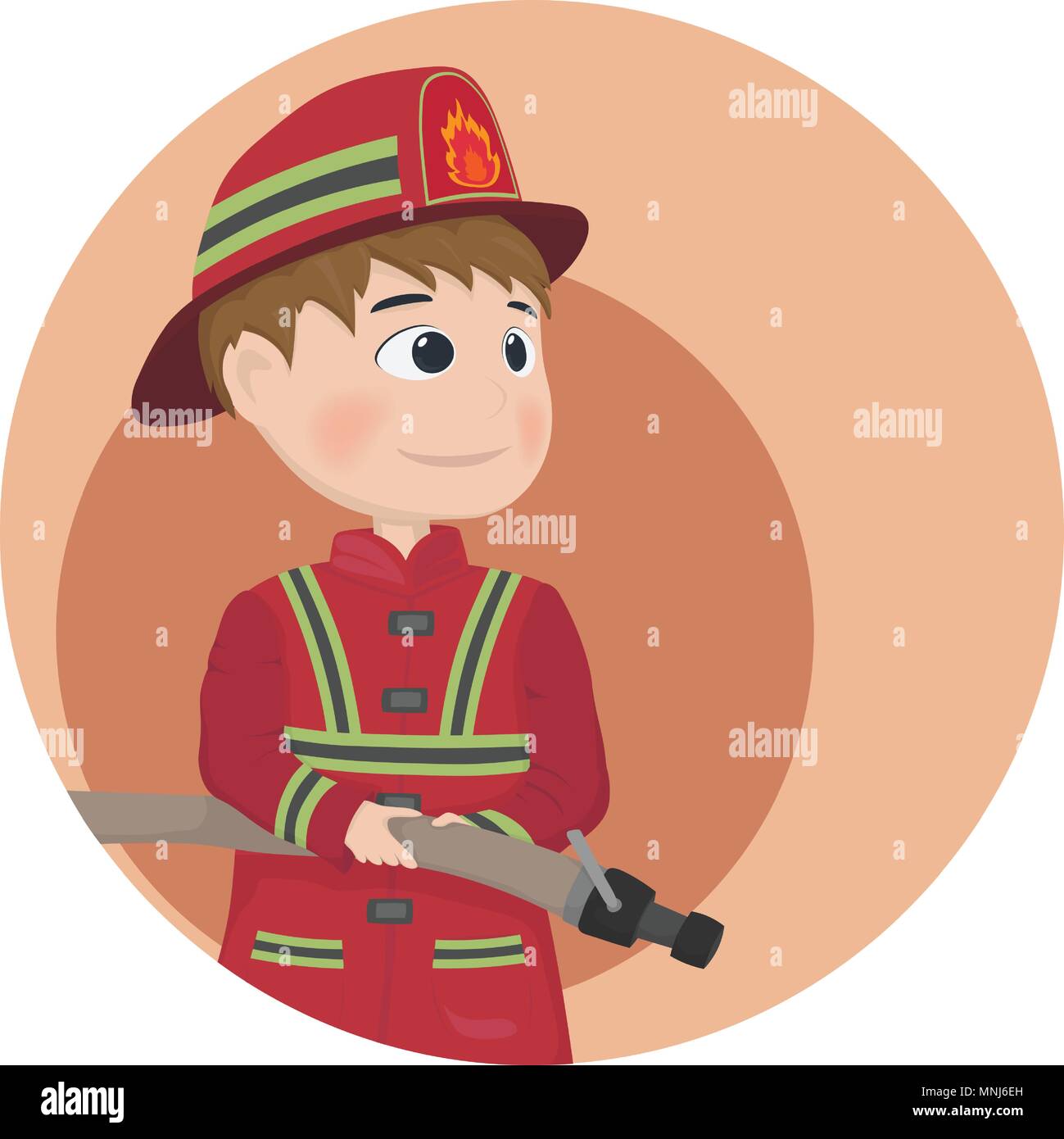 Fireman icon Vector. Cartoon character equiped. Template illustration ...