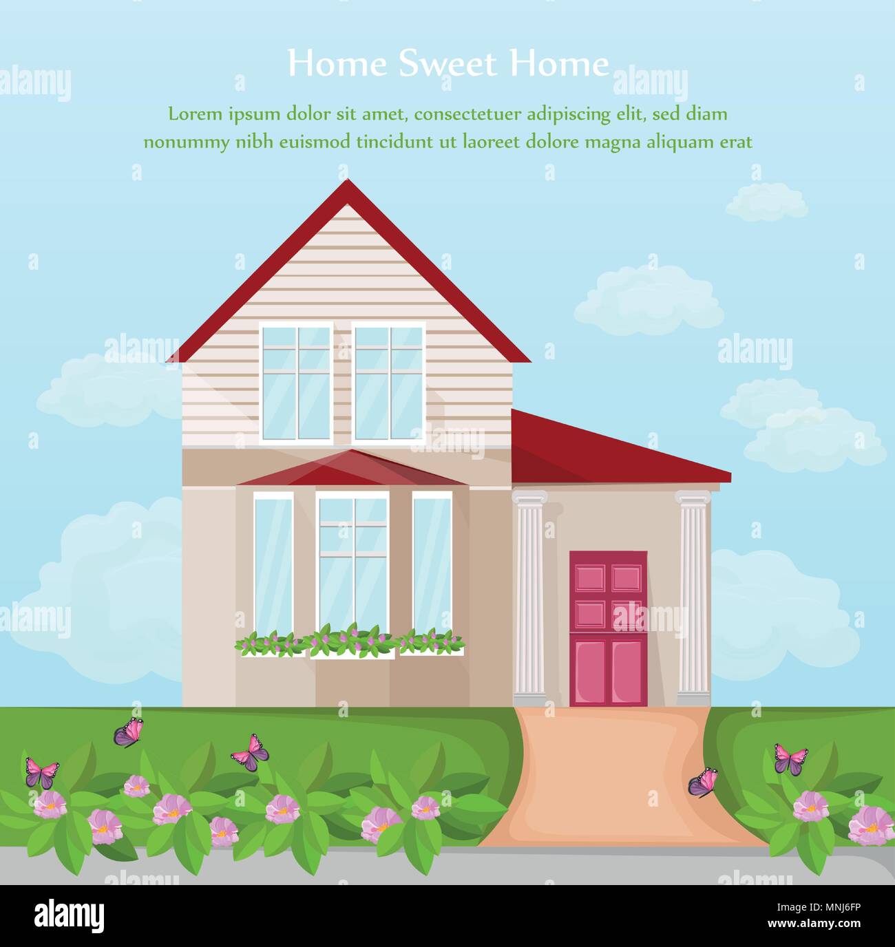 Classic House architecture facade Vector. beautiful decor illustration ...