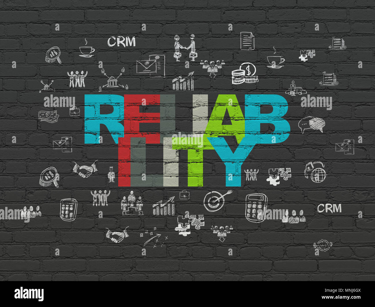 Business concept: Reliability on wall background Stock Photo - Alamy