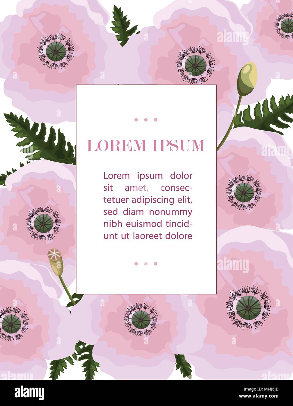 Poppy flowers pattern Vector. Pink Floral background decor Stock Vector ...