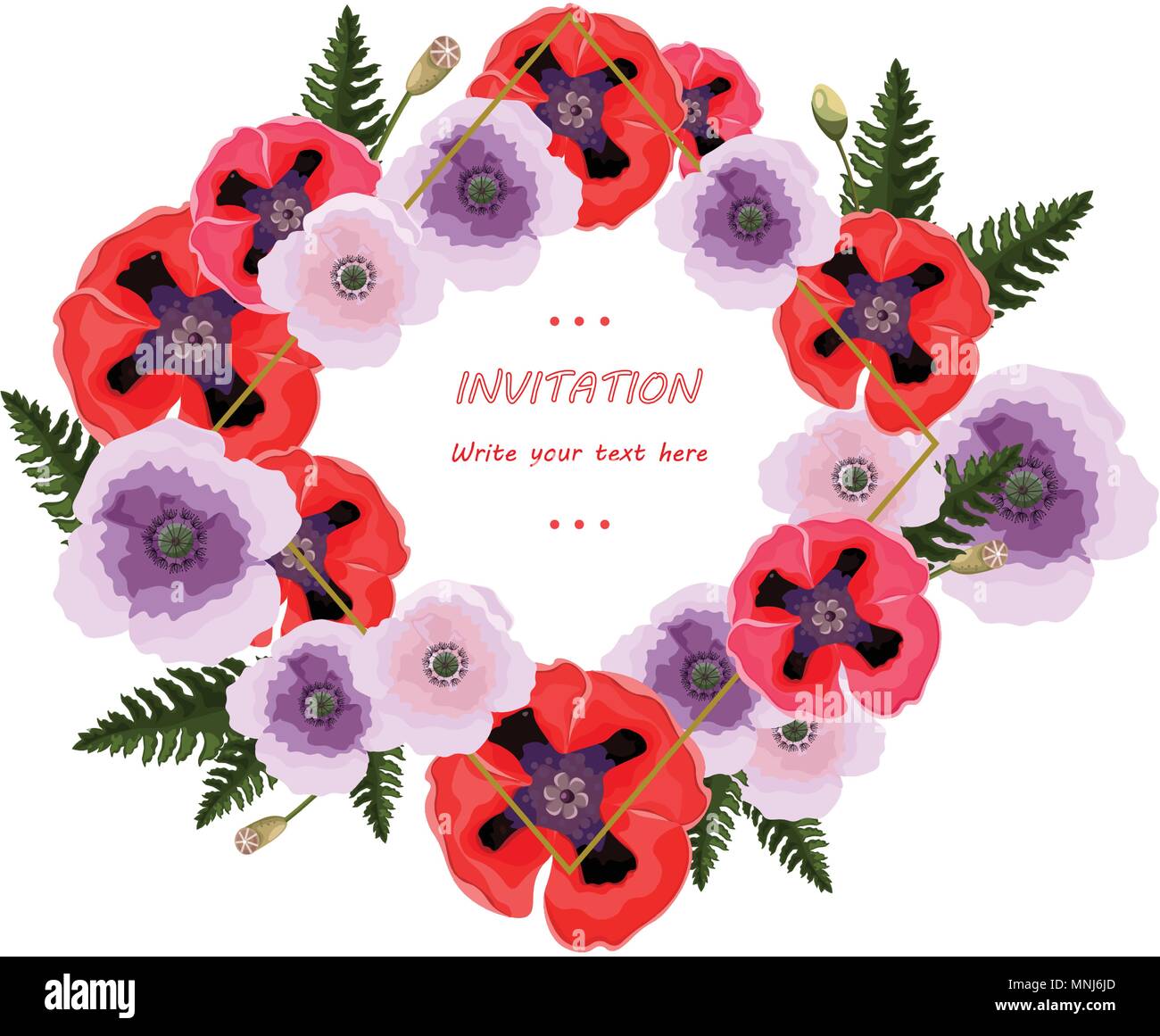 Hand poppy wreath Stock Vector Images - Alamy
