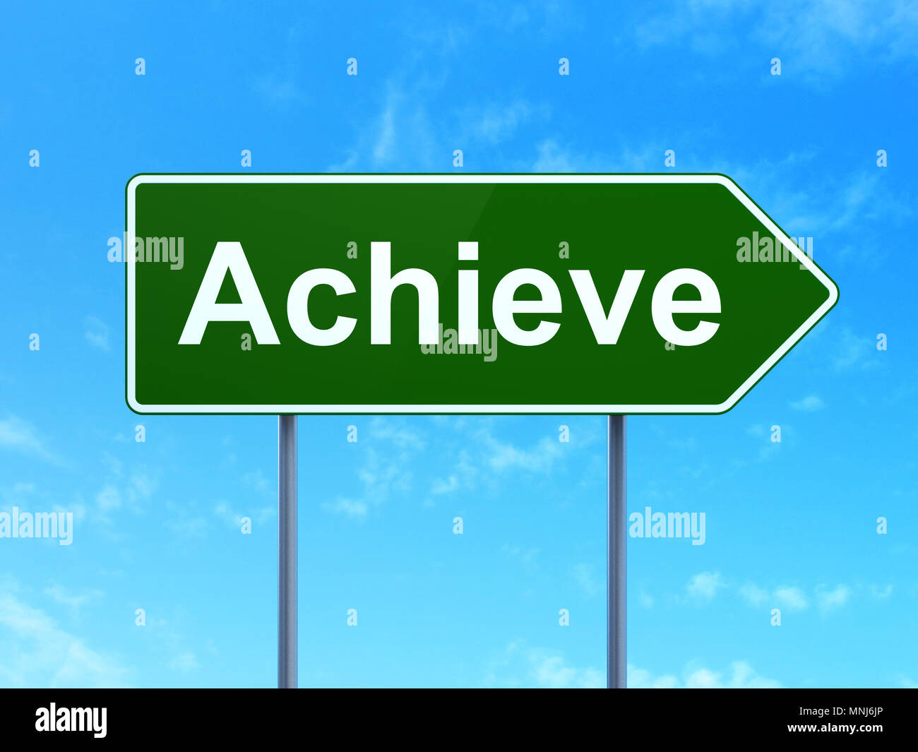 Business concept: Achieve on road sign background Stock Photo - Alamy