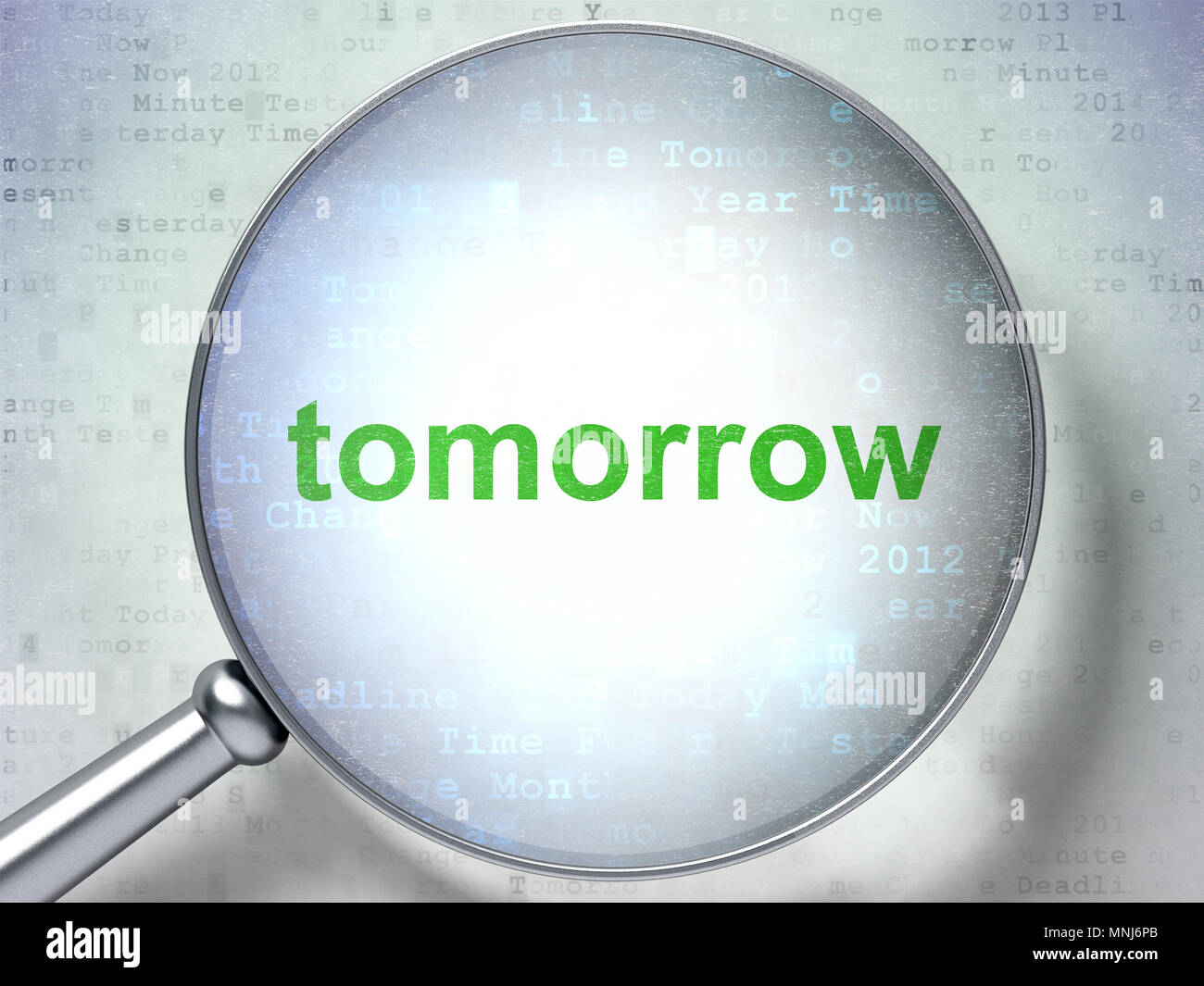 Time concept: Tomorrow with optical glass Stock Photo - Alamy