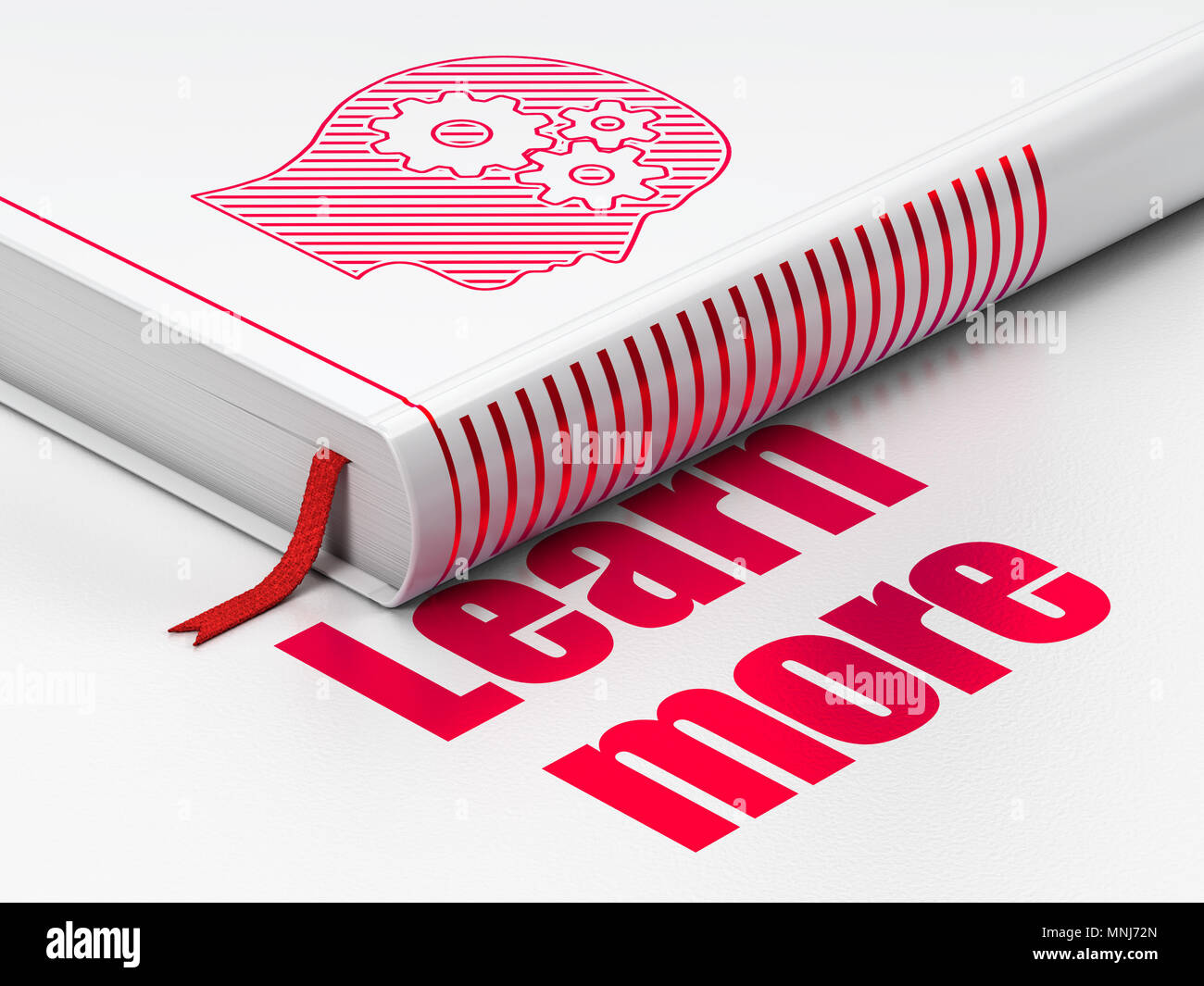 Learning concept: book Head With Gears, Learn More on white background ...
