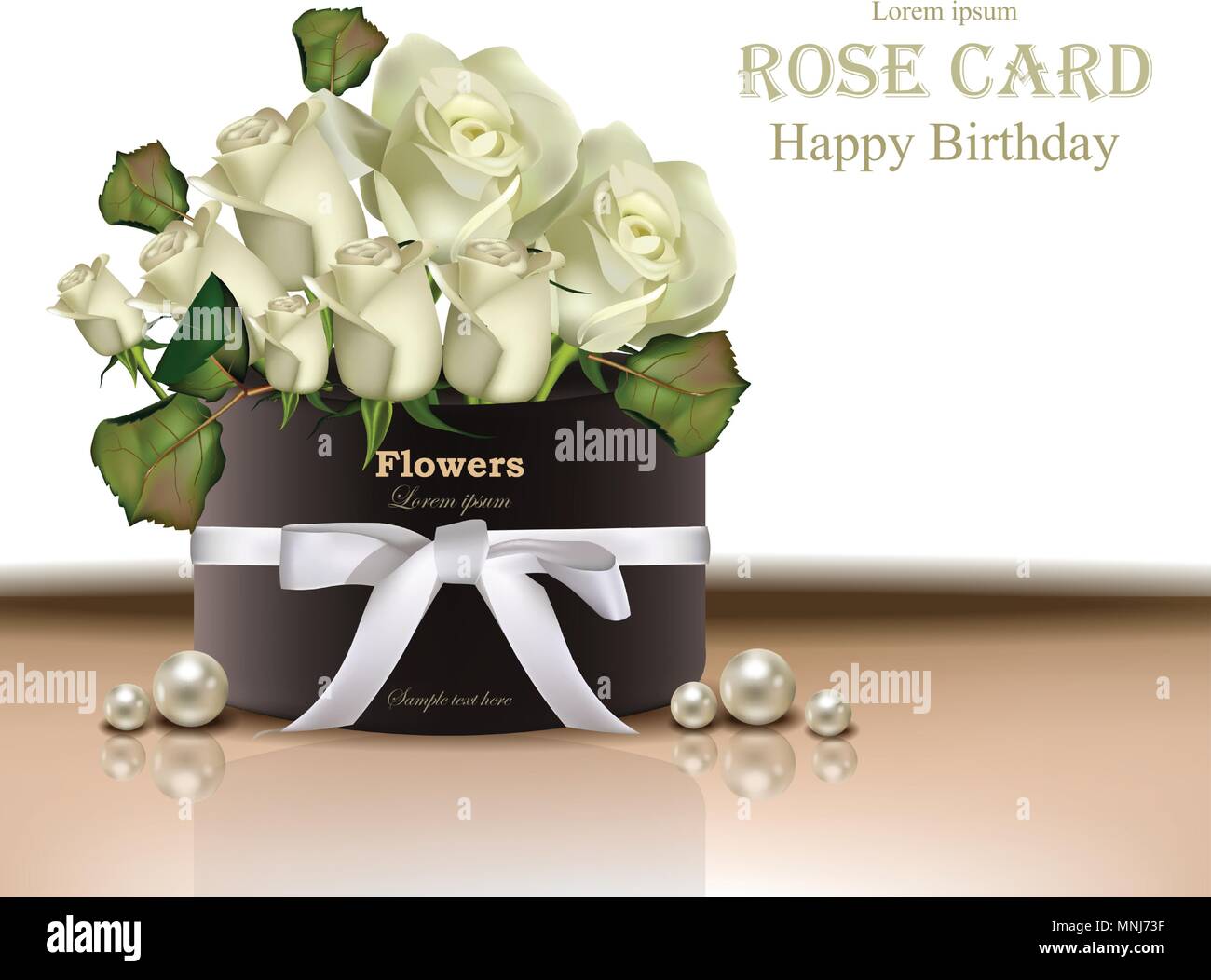 White roses flowers bouquet card Vector realistic. Beautiful floral ...