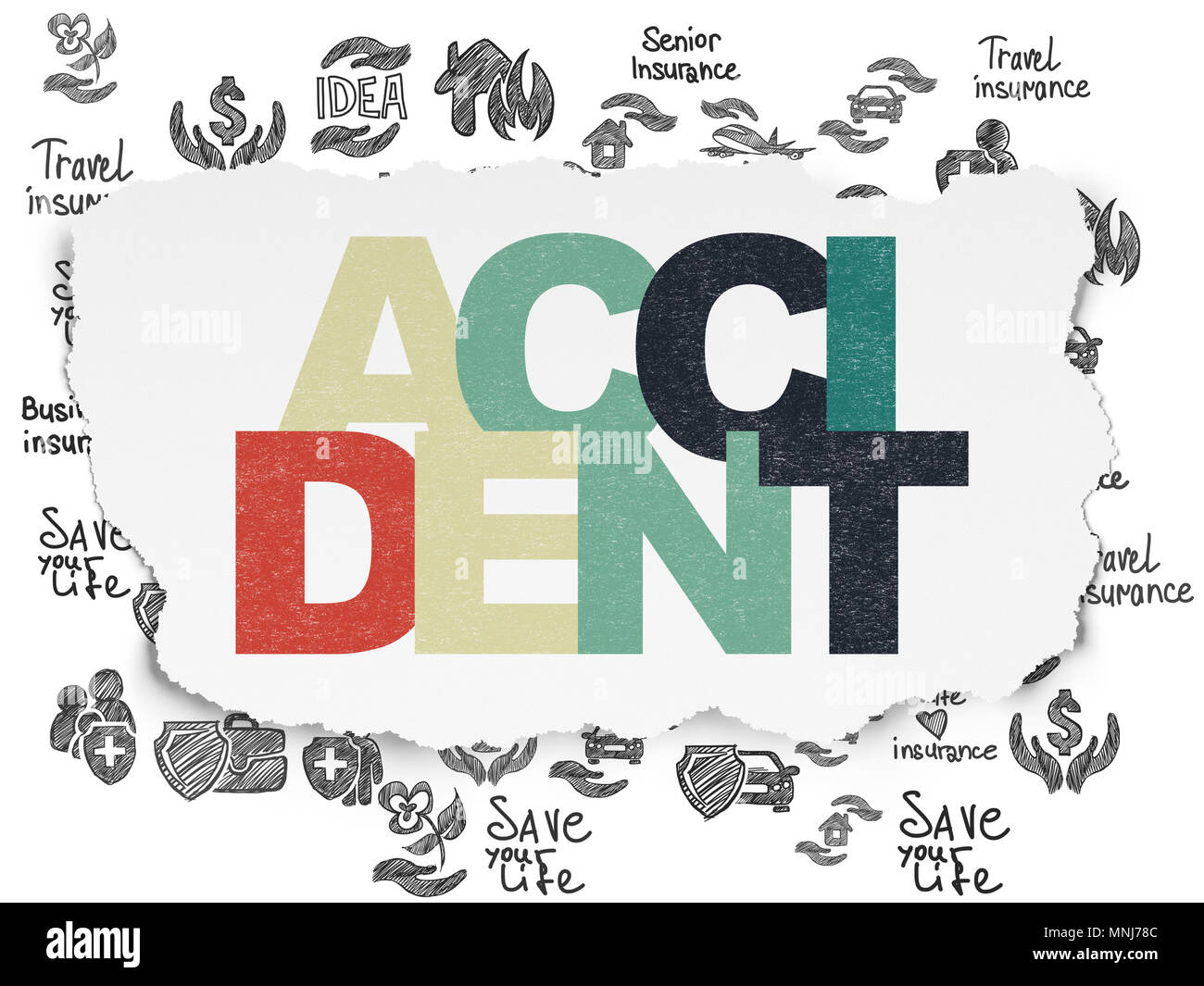 Insurance concept: Accident on Torn Paper background Stock Photo - Alamy