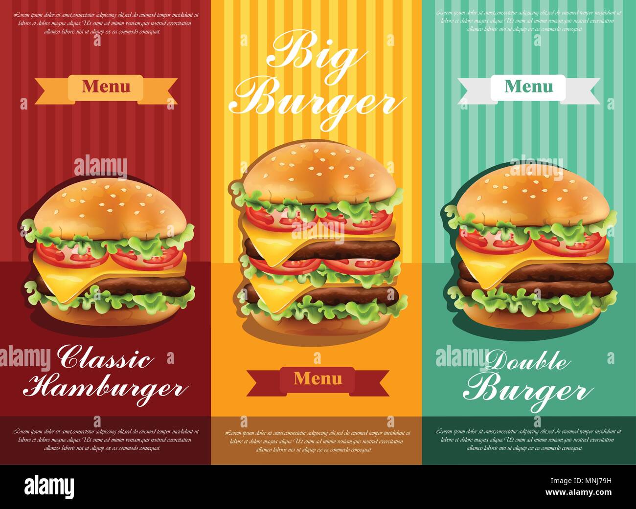 Hamburger retro menu Vector. detailed template lay out product design ...