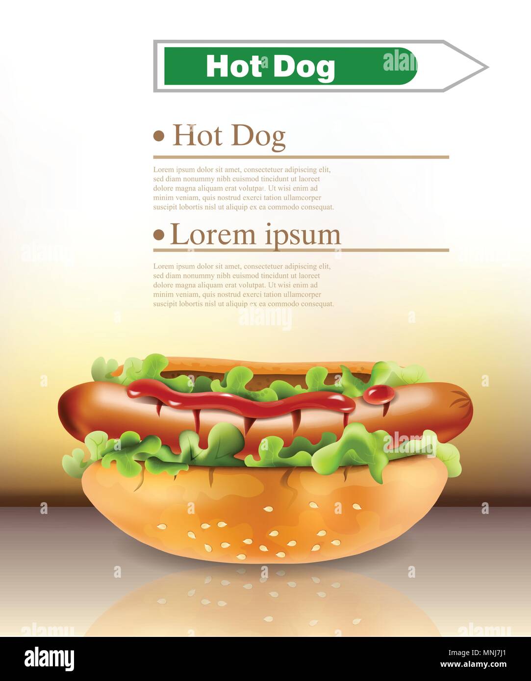 Hot dog Vector realistic. Detailed 3d illustration layout Stock Vector ...