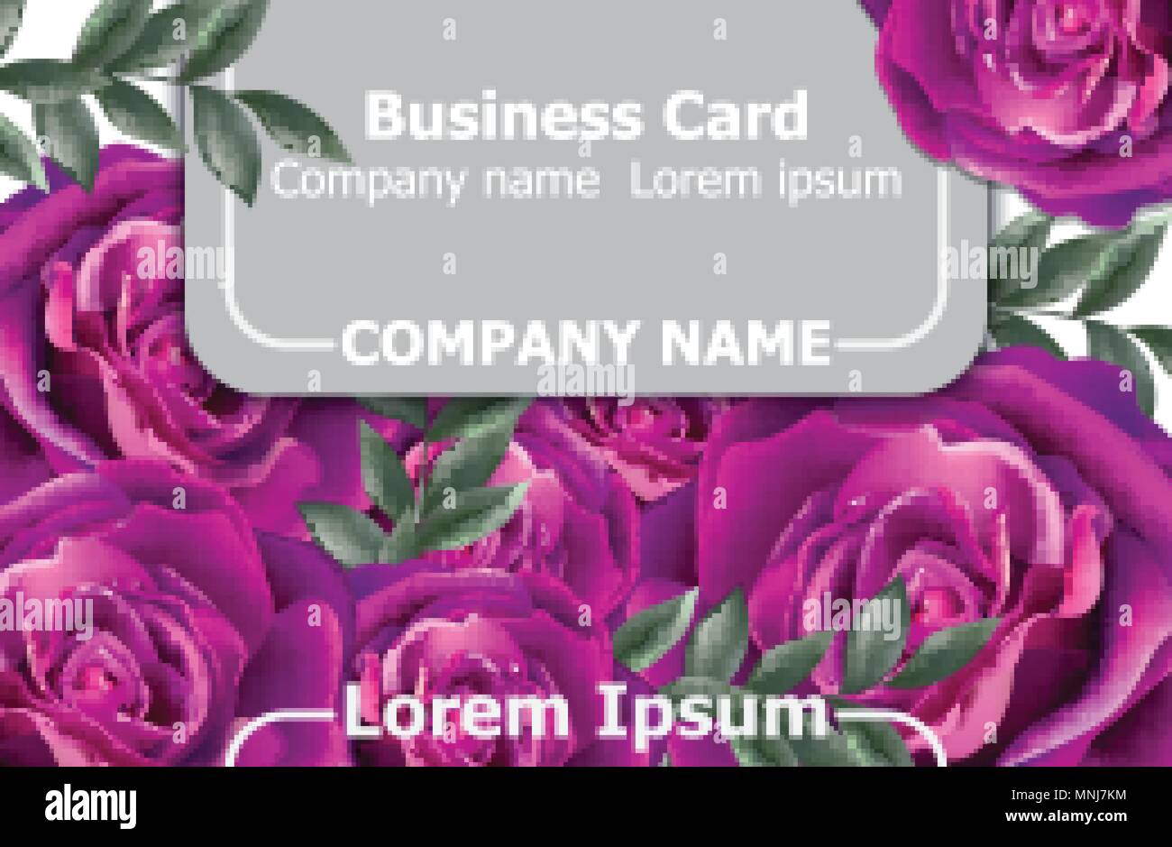 Business card with roses flowers Vector. Realistic floral decor ...