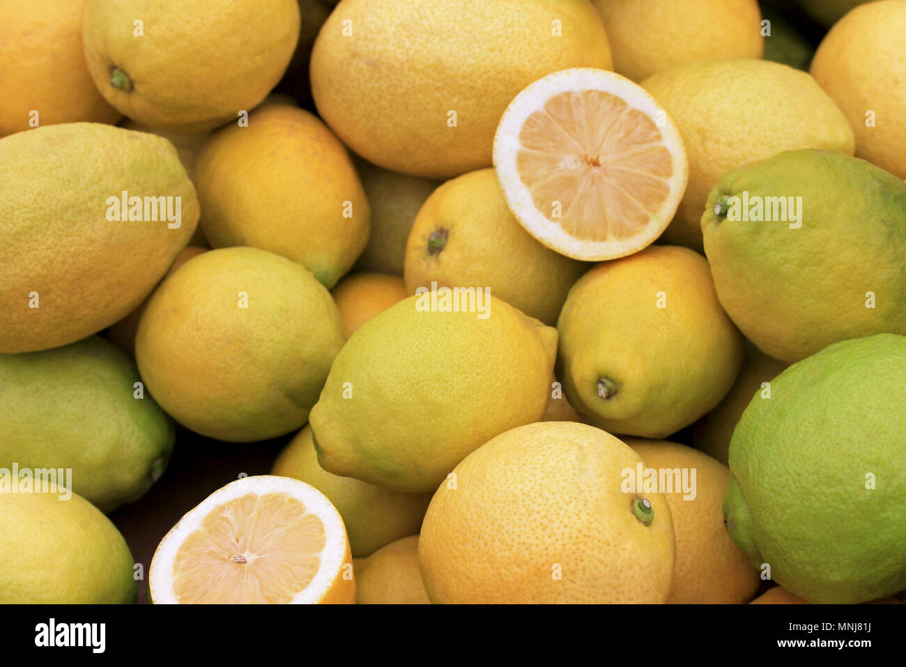 Colorful lemons at farmers market, Chile Stock Photo - Alamy