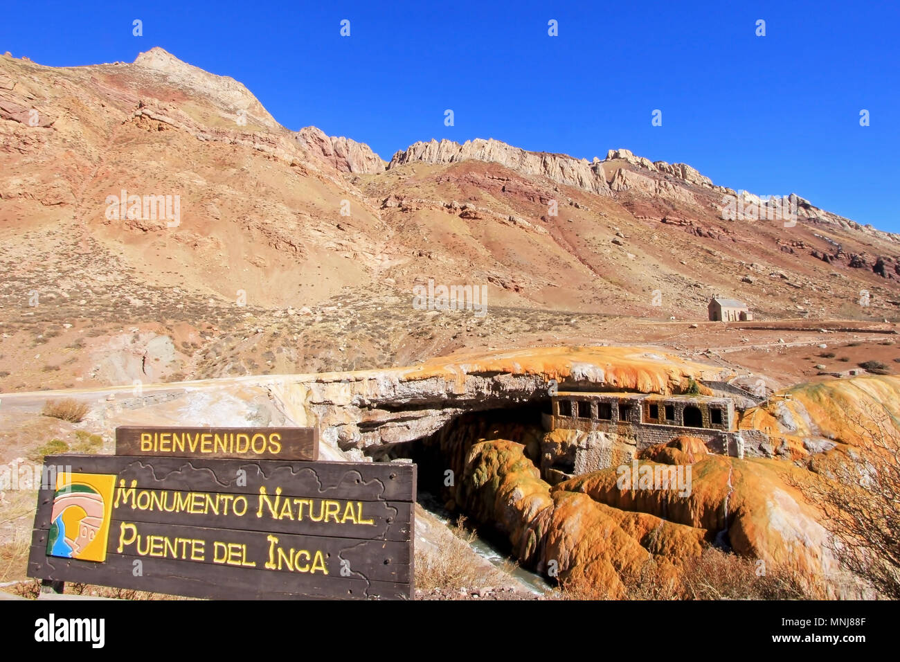 Puente del Inca, incas bridge natural monument, Mendoza, Argentina ...