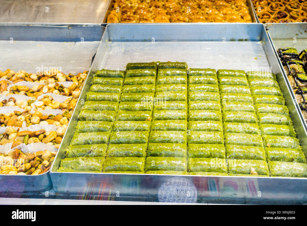 Turkish sweets on display at bakery 2018 Istanbul Stock Photo - Alamy