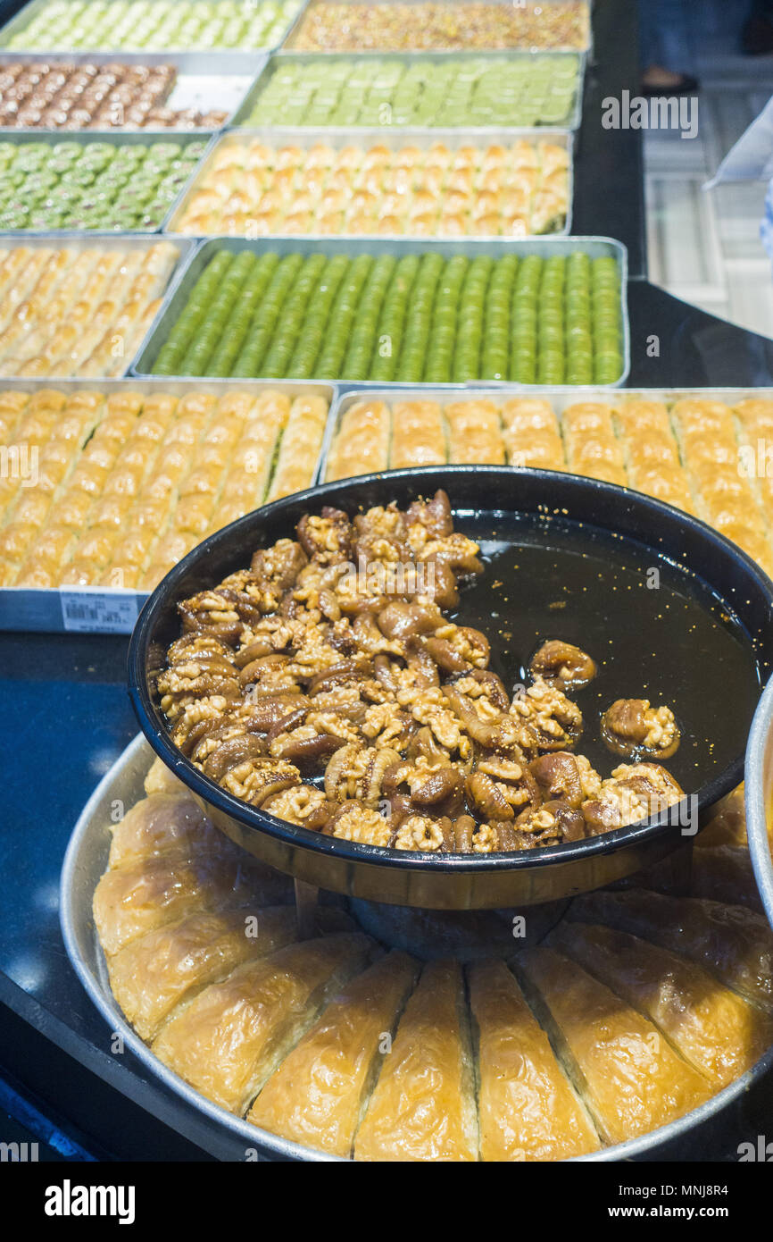 Turkish sweets on display at bakery 2018 Istanbul Stock Photo - Alamy
