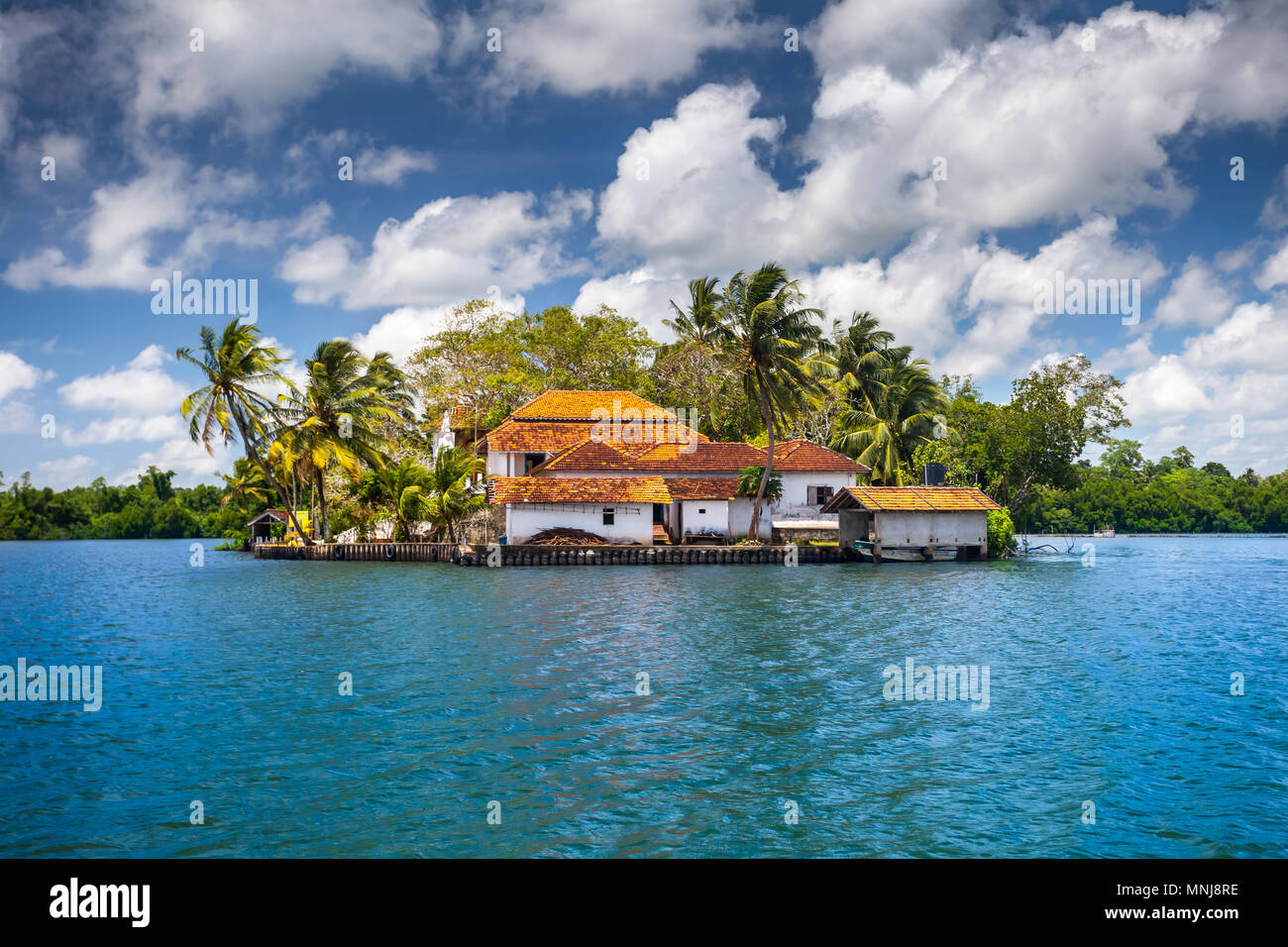 The small peninsula with the traditional buildings surrounded by the ...
