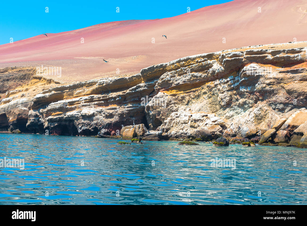 Desert, cliffs and ocean meet along the western coast of Peru Stock ...