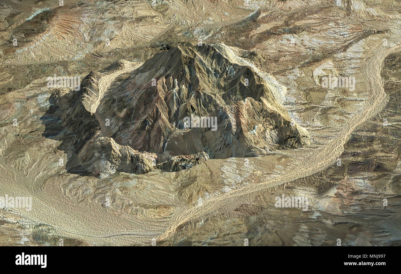 Isolated rock mountain from aerial view for background, 3D render Stock ...