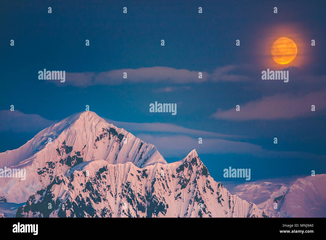 The beautiful Antarctic landscape the mountain snow-capped crest on the ...
