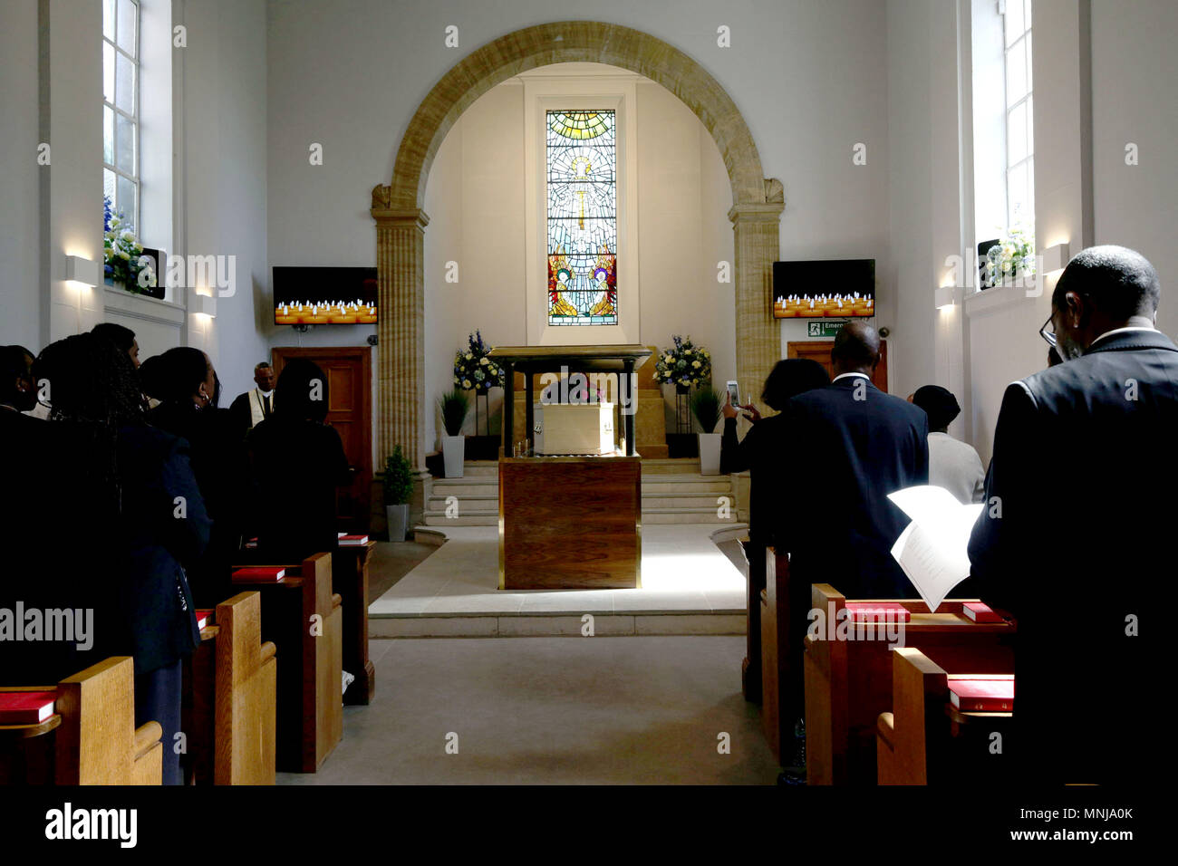 The coffin of Dexter Bristol, one of the Windrush generation, during ...