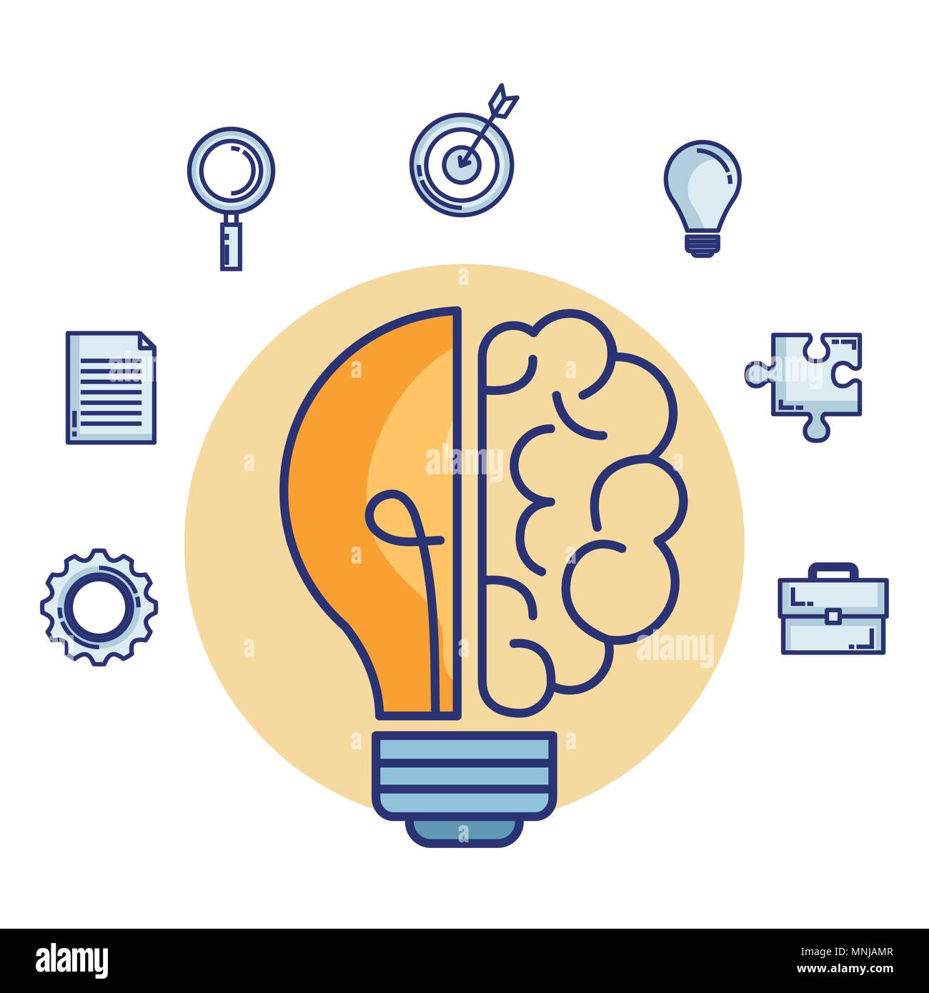 bulb and brain creative ideas Stock Vector Image & Art - Alamy