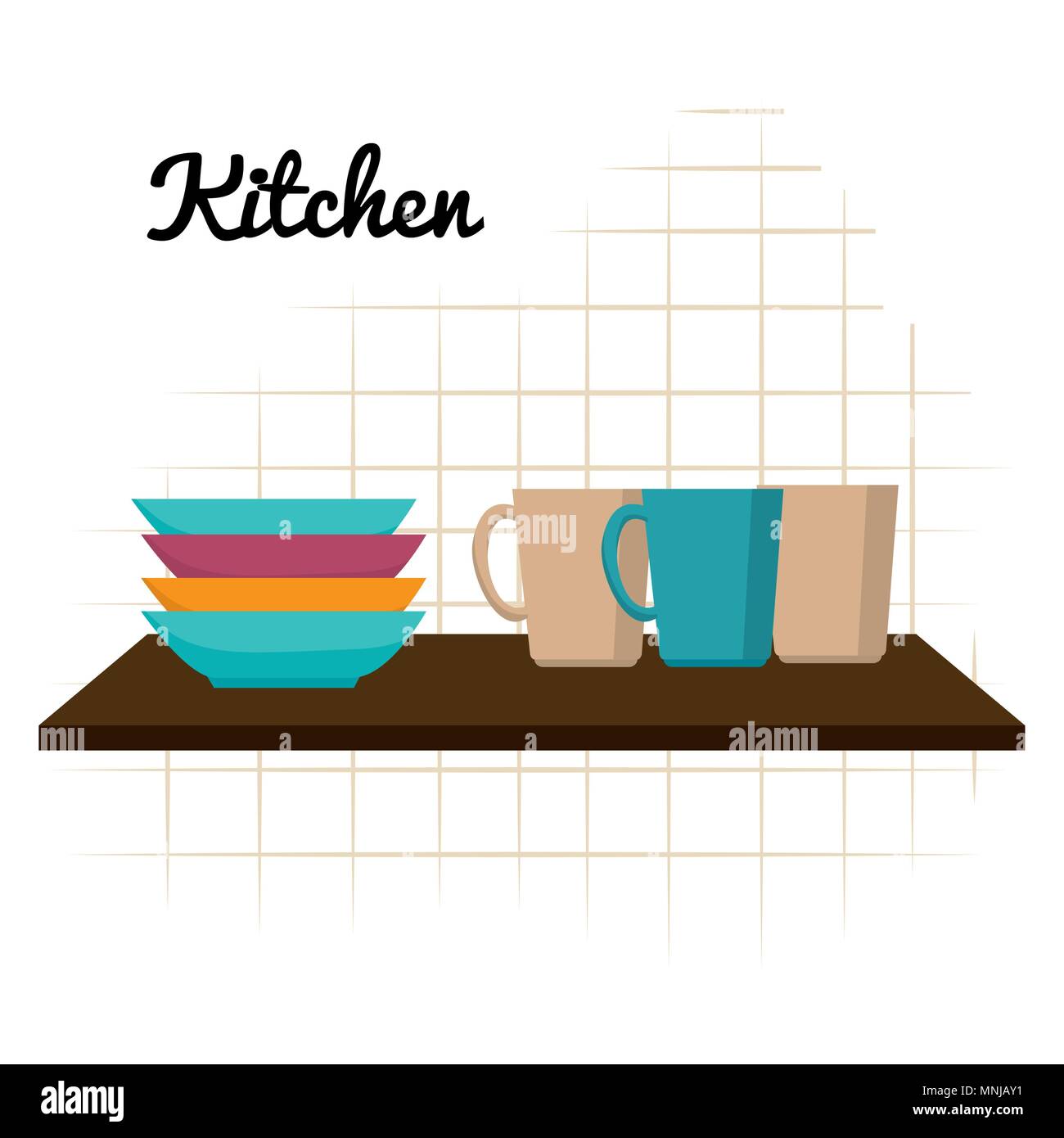 kitchen utensils in shelf equipment icons Stock Vector Image & Art - Alamy