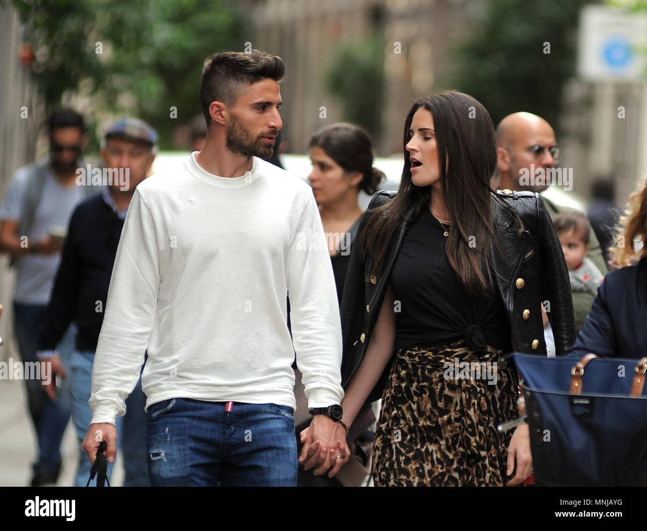 Fabio Borini and wife Erin out shopping in Milan, Italy. Featuring ...