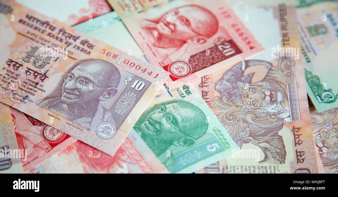 Collection of the Indian banknotes Stock Photo - Alamy