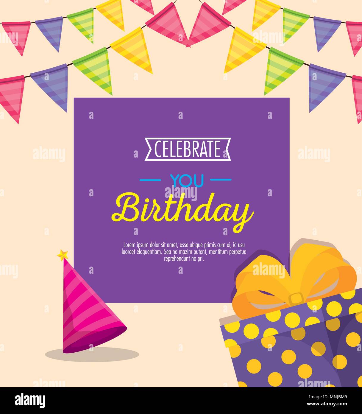 happy birthday celebration card with gifts presents Stock Vector Image ...