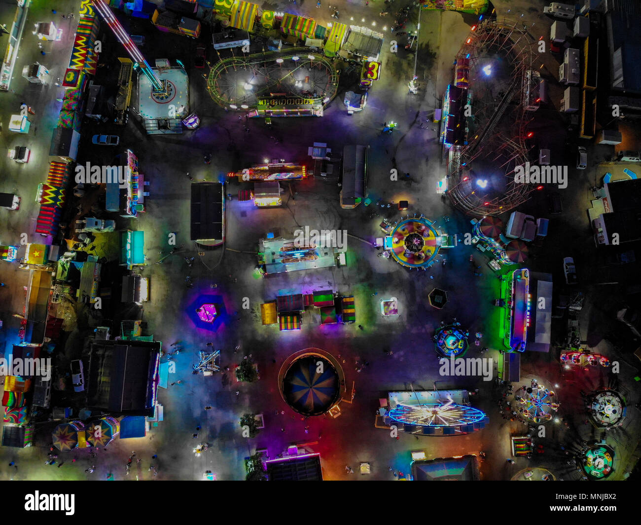 Fair and mechanical games, Feria y juegos mecanicos Aerial view of the ...