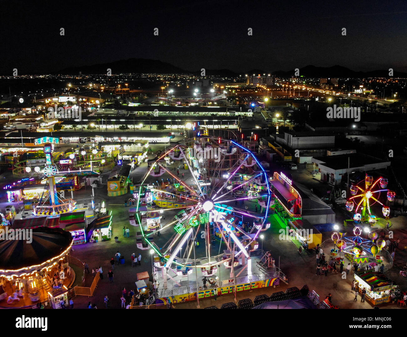 Fair and mechanical games, Feria y juegos mecanicos Aerial view of the ...