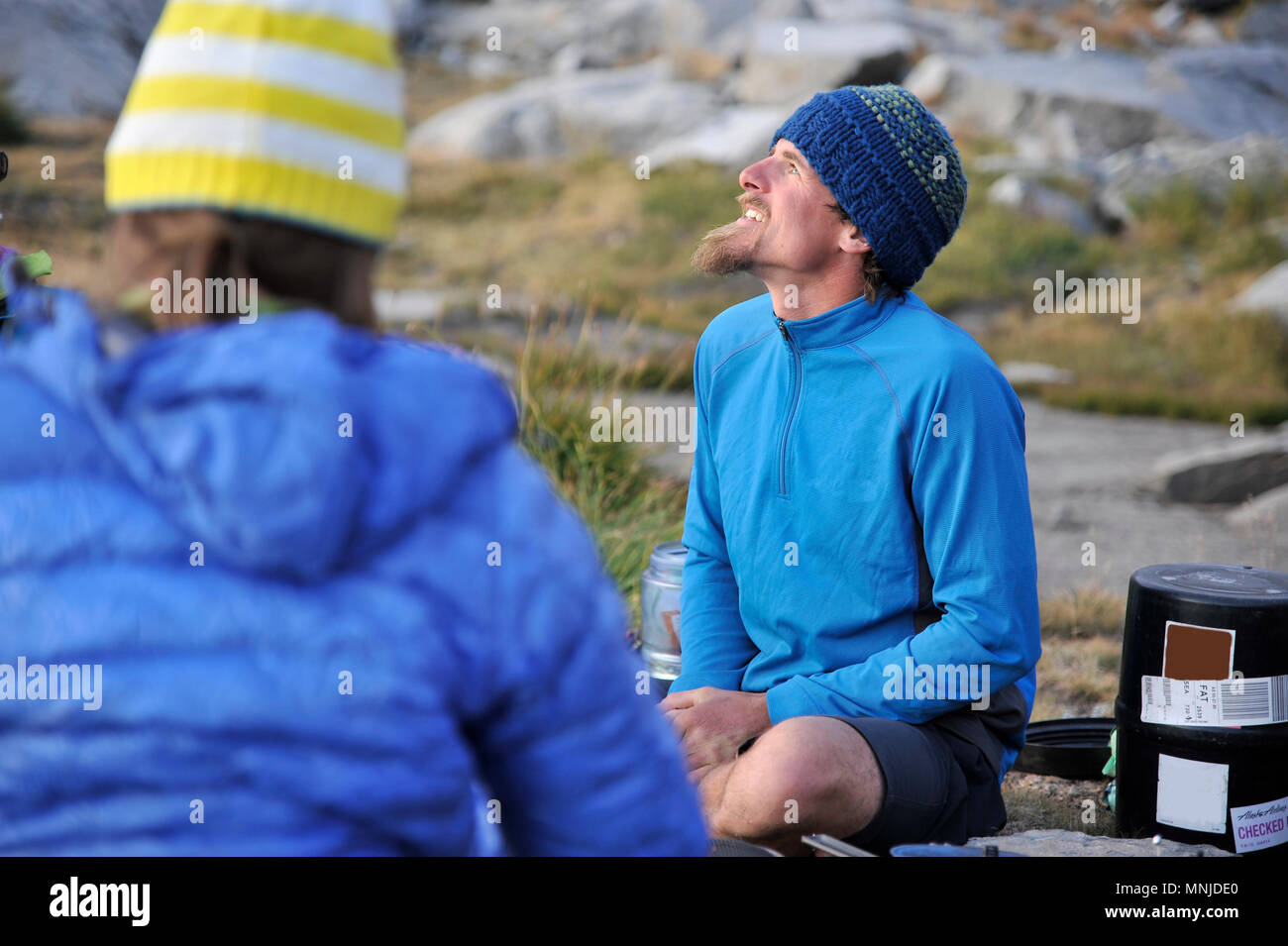Backpackers camp near Mt Ritter while on trek of Sierra High Route in ...
