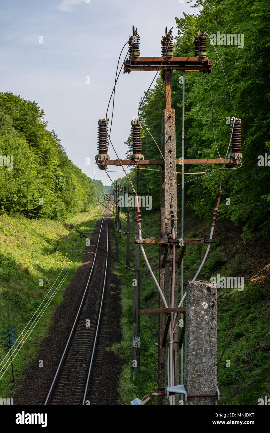 Railway line for high-speed rail trains. Railway line and electric ...