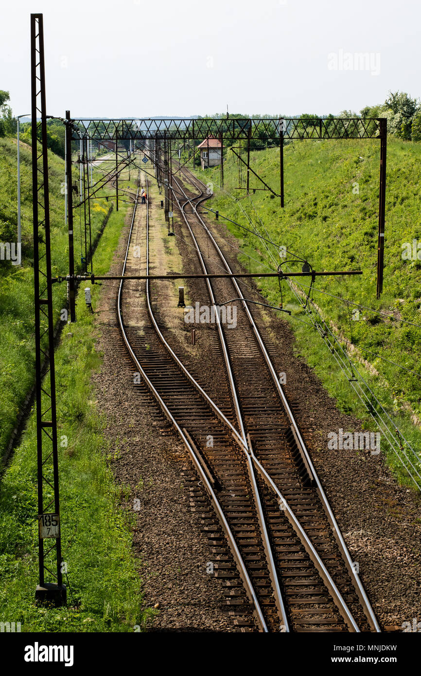 Railway line for high-speed rail trains. Railway line and electric ...