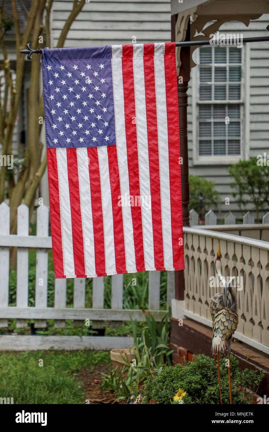 US flag in historic town Stock Photo - Alamy