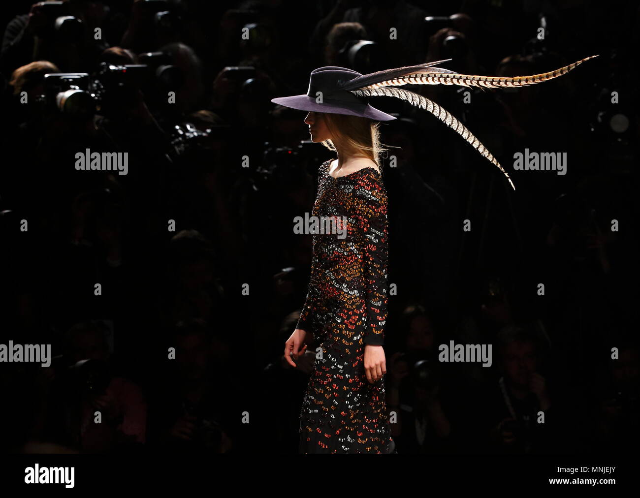 Model on the runway at the Issa fashion show during London Fashion Week ...