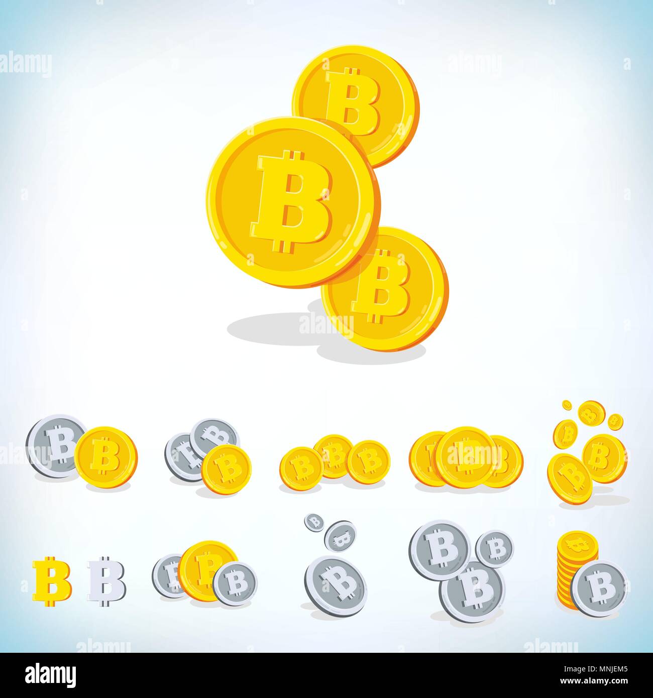 Bitcoin. 2D cartoon bit coin. Digital currency. Cryptocurrency. Golden ...