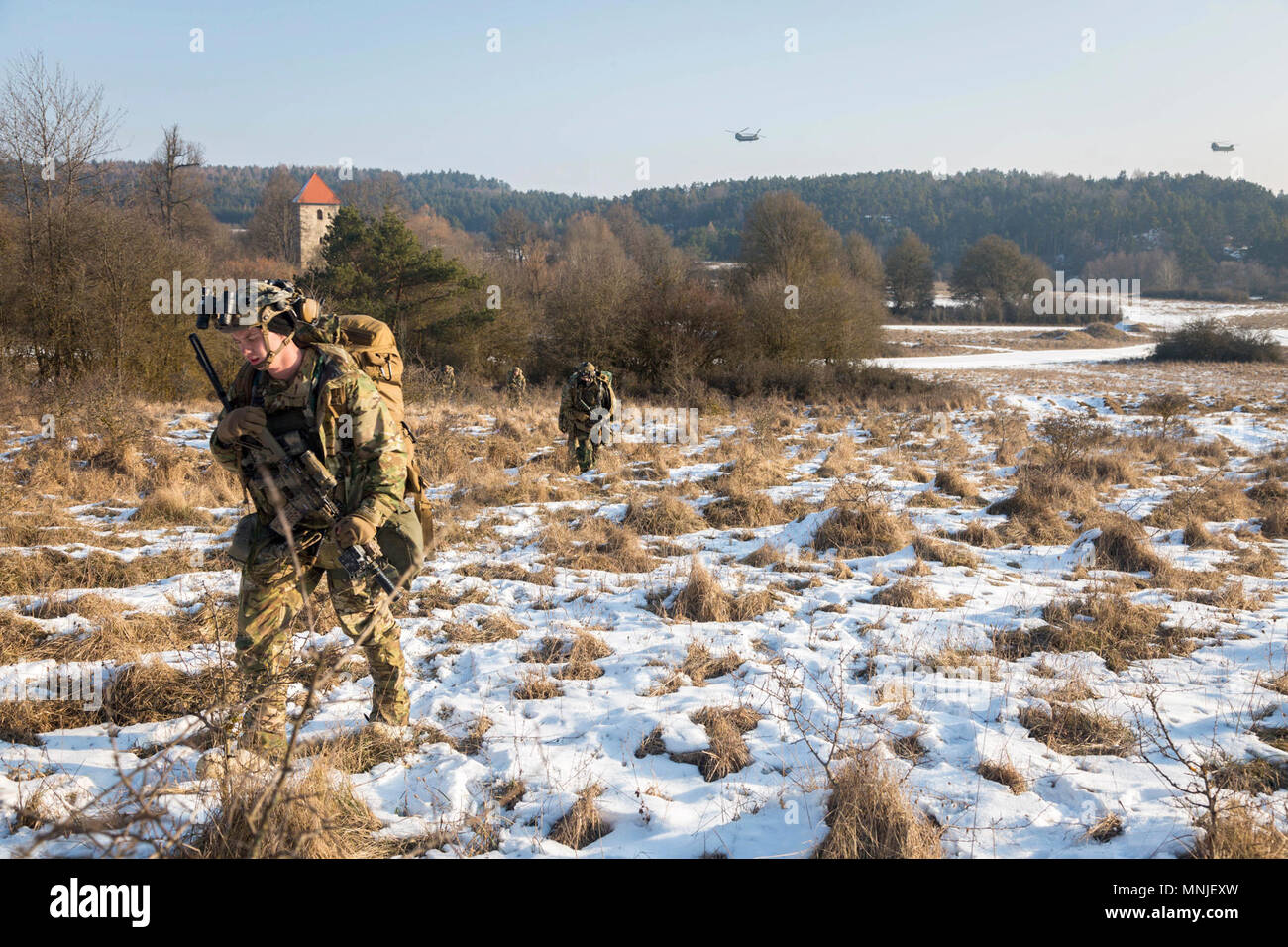 U.S. Army Rangers assigned to the 75th Ranger Regiment patrol through ...