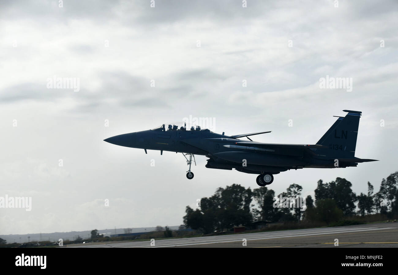 An F-15E Strike Eagle, assigned to the 492nd Fighter Squadron from ...