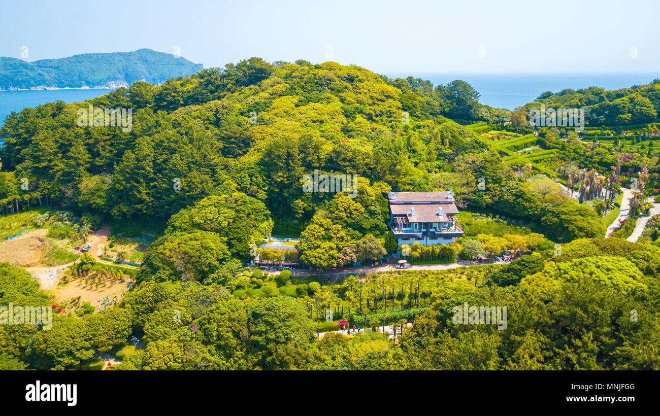 Aerial view of Oedo Botania island located in Geoje island of South ...