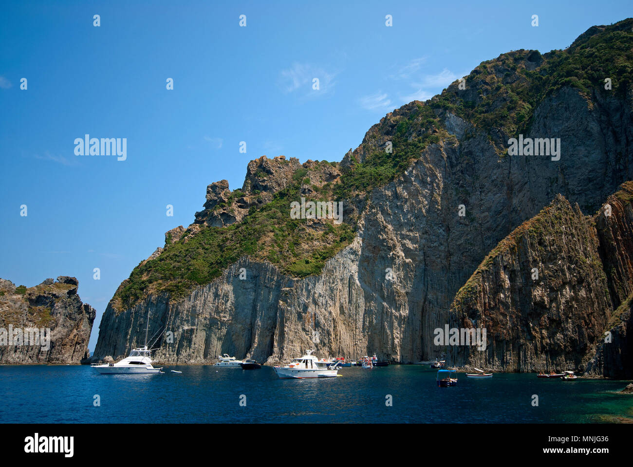 Cliffs known as "the cathedrals", Palmarola Island, Lazio, Italy Stock ...