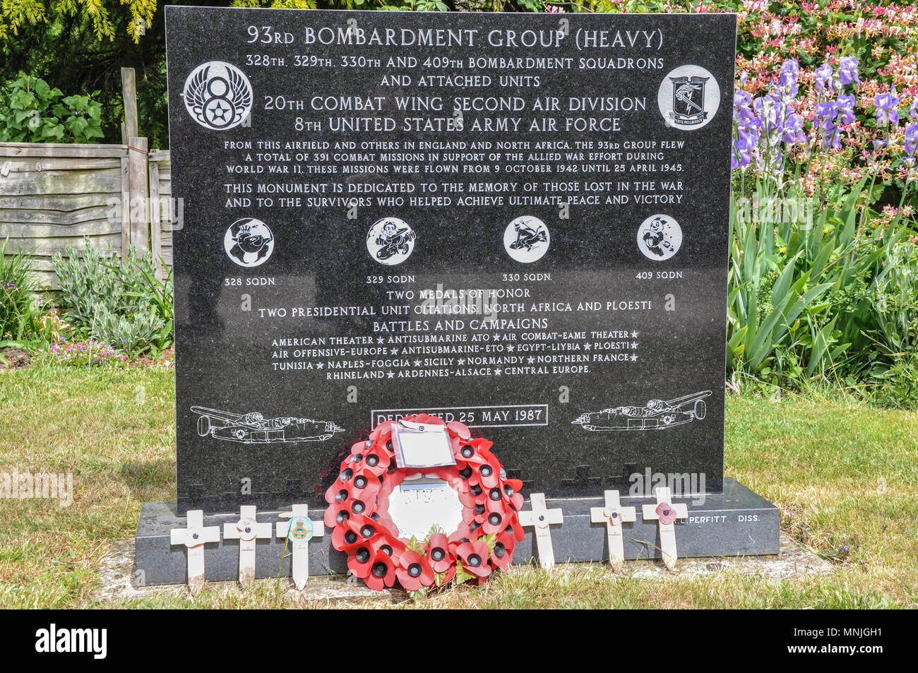 RAF Hardwick airbase memorial stone. Former Royal Air Force station in ...