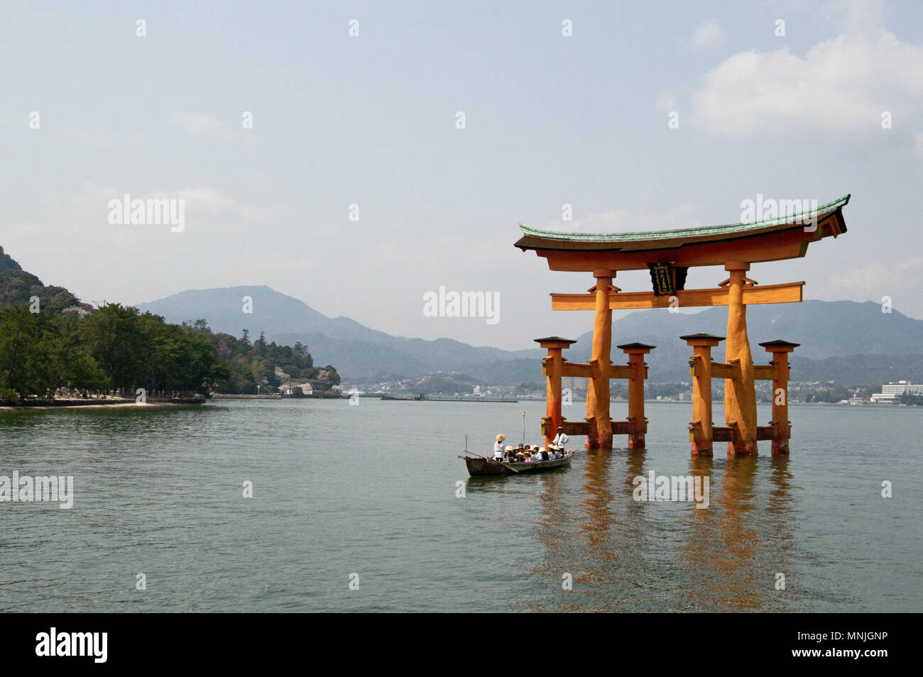 Itsukushima Shrine, 'floating shrine', on Miyajima Island with tourist ...