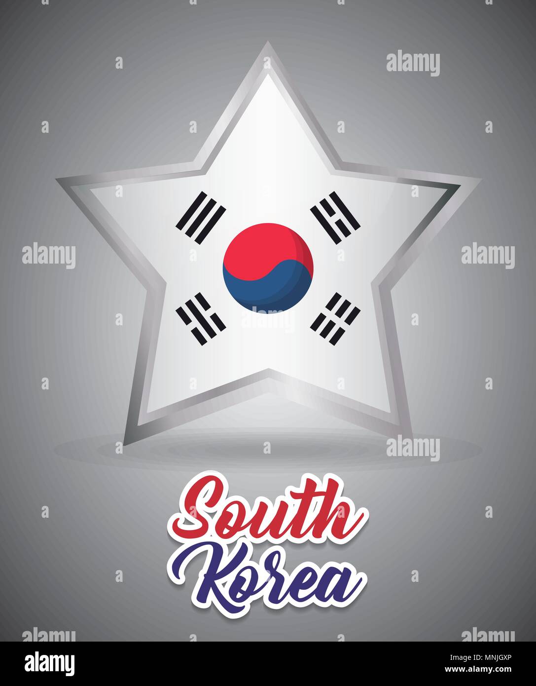 star with south korea flag over gray background, colorful design ...