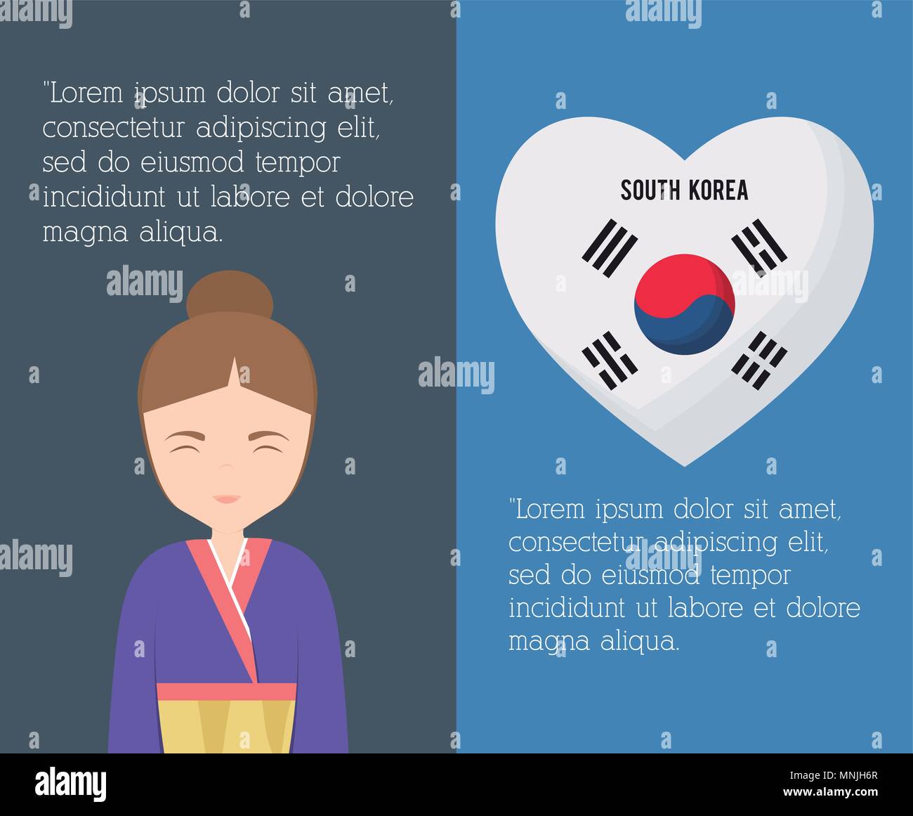 Infographic of south korea design with cartoon korean girl and heart ...