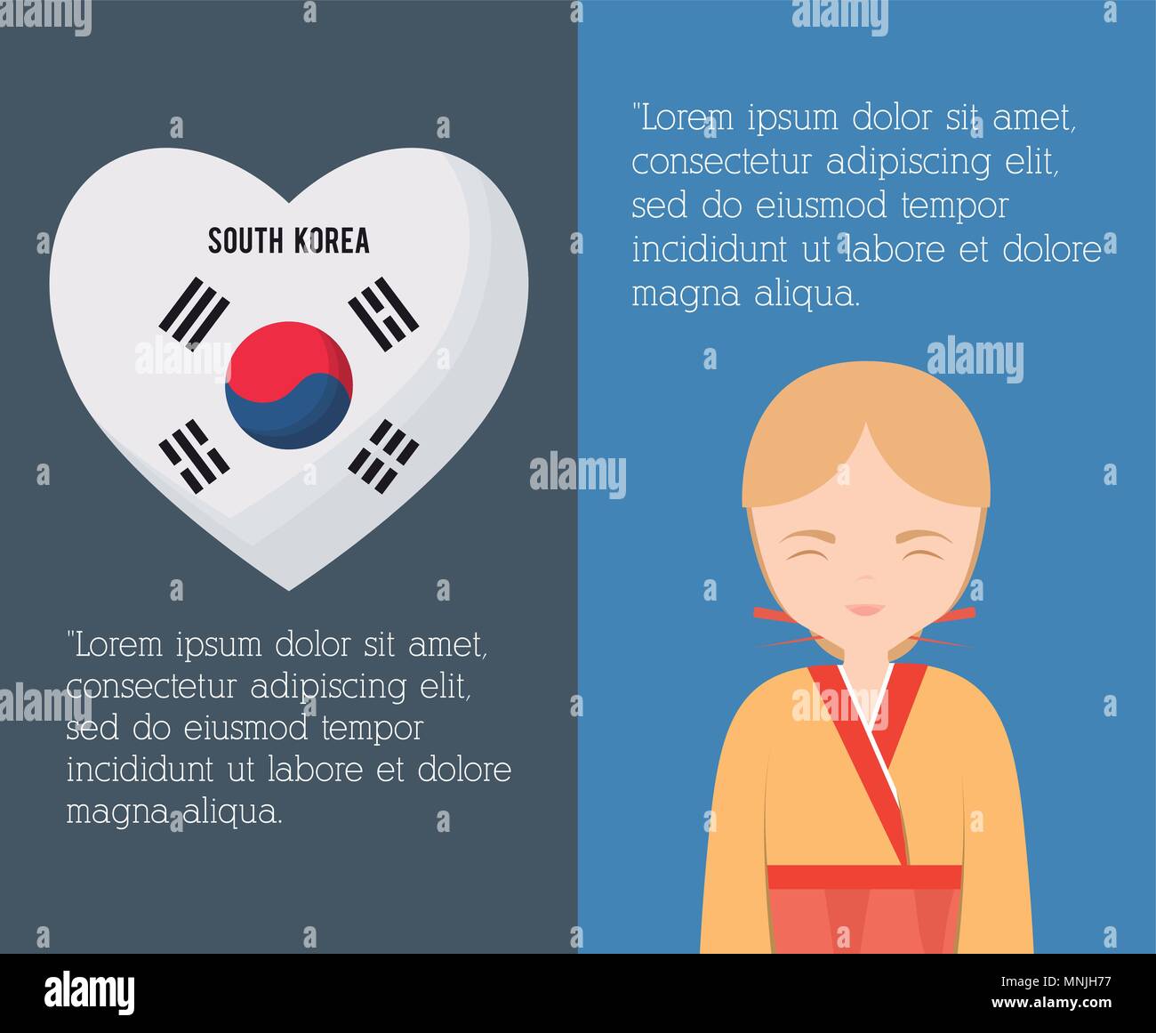 Infographic of south korea design with cartoon korean girl and heart ...